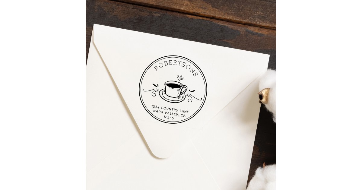 Create Your Own | Coffee Cup Return Address Self-inking Stamp | Zazzle