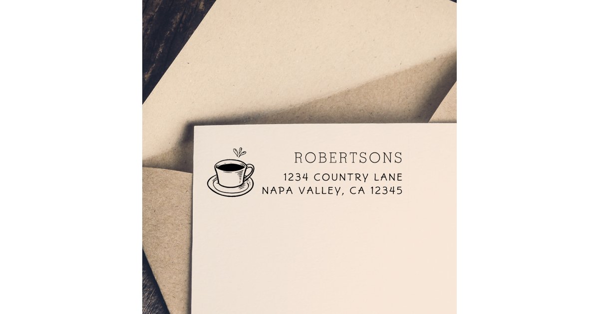Create Your Own | Coffee Cup Return Address Self-inking Stamp | Zazzle