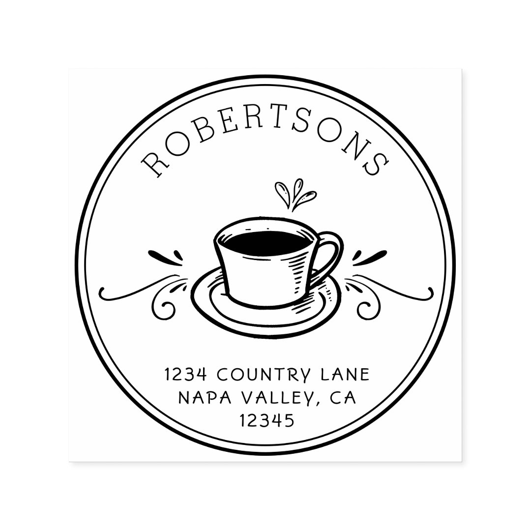 Create Your Own | Coffee Cup Return Address Self-inking Stamp | Zazzle