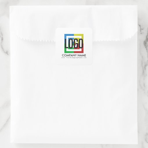 Create Your Own Company Logo Business Details Square Sticker | Zazzle