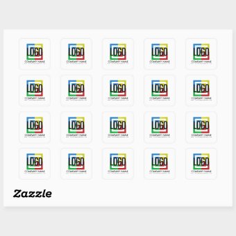 Create Your Own Company Logo Business Details Square Sticker | Zazzle