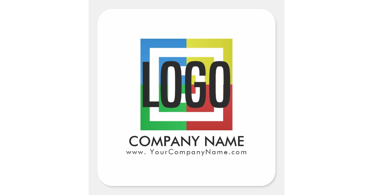Create Your Own Company Logo Business Details Square Sticker | Zazzle