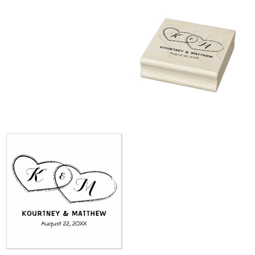 Create Your Own Couple Hearts Wedding Rubber Stamp | Zazzle