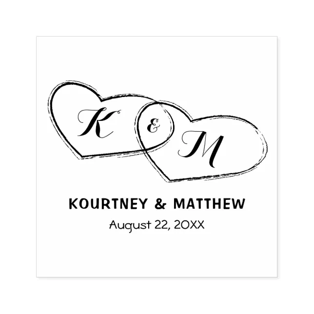 Create Your Own Couple Hearts Wedding Rubber Stamp | Zazzle