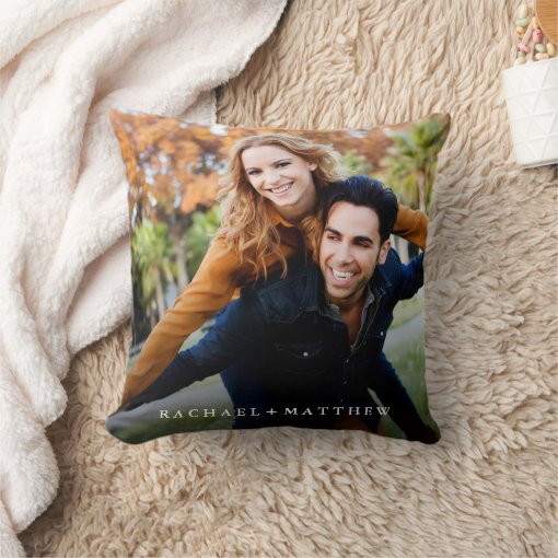 Create Your Own Couple Photo | Add Names Throw Pillow | Zazzle