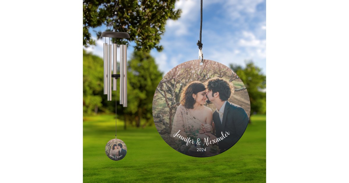 Create your own couple photo together wedding wind chime | Zazzle