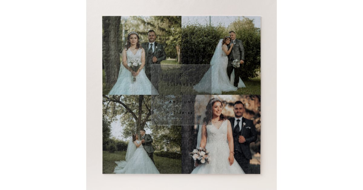 Create Your Own Couple Wedding Photo Collage Jigsaw Puzzle | Zazzle