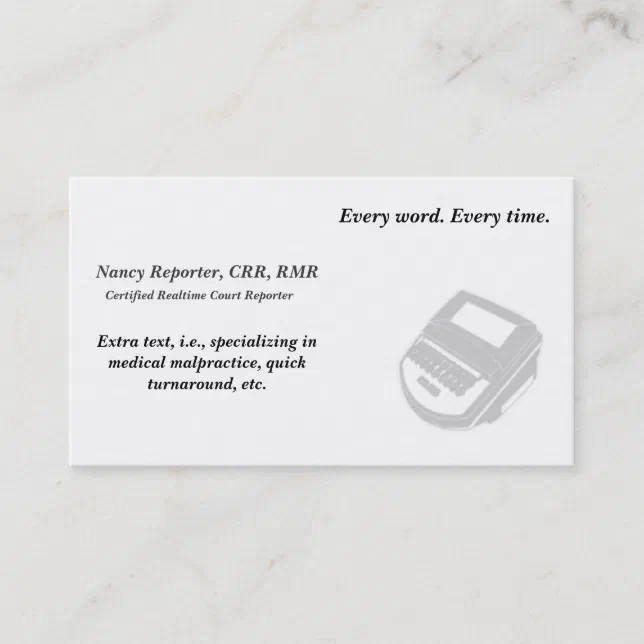 Create Your Own Court Reporter Business Cards | Zazzle