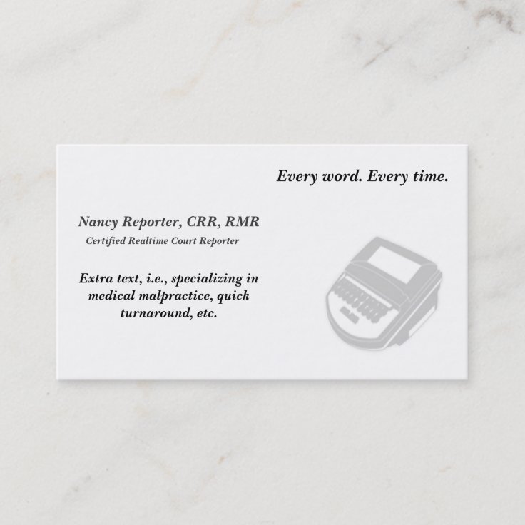Create Your Own Court Reporter Business Cards | Zazzle