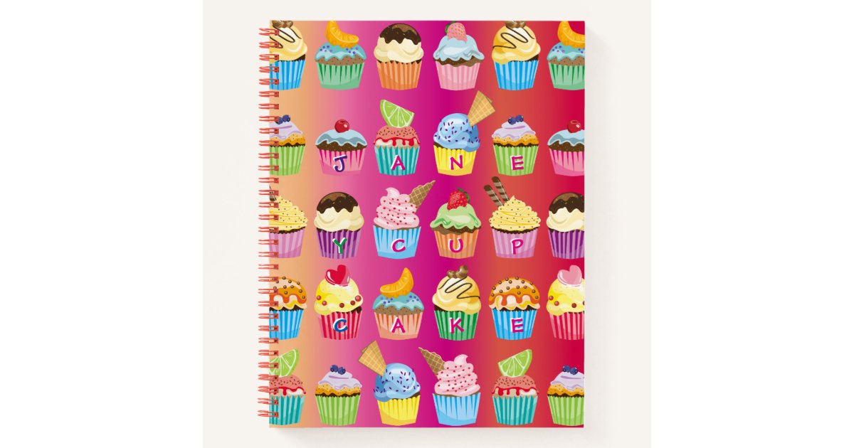 Create Your Own Cupcake Monogram Delicious Treats Notebook | Zazzle