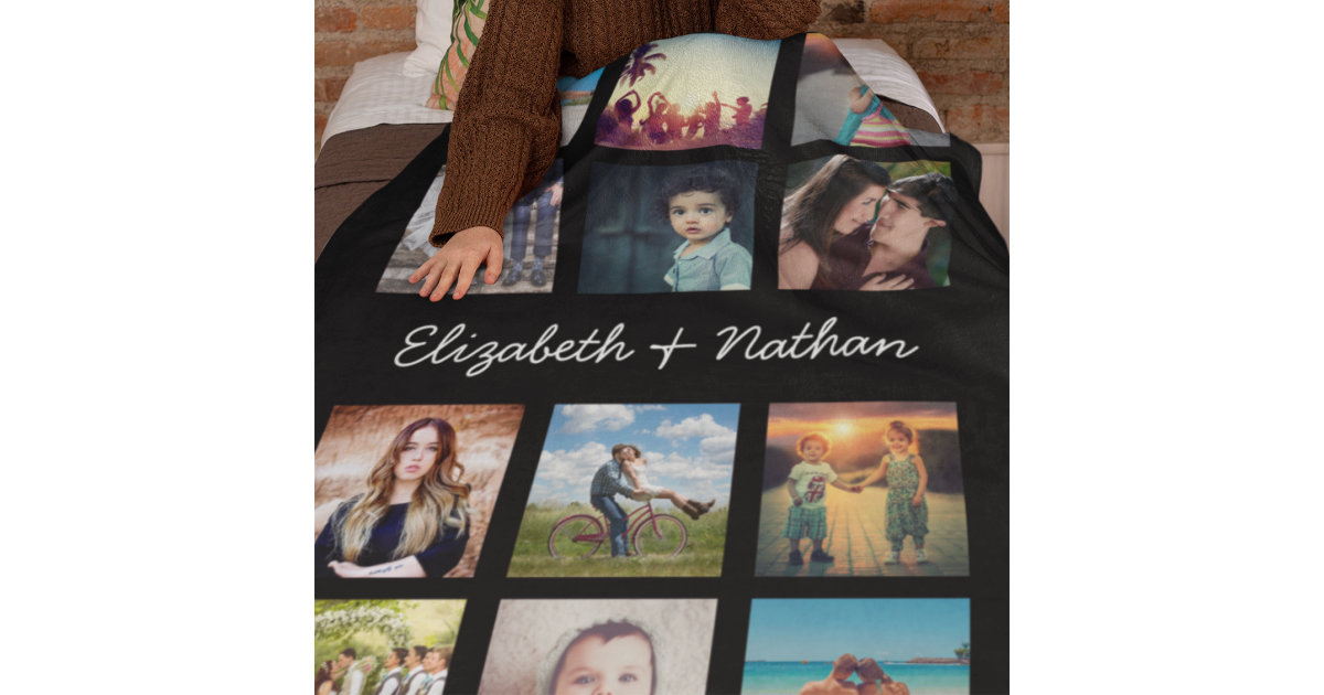 Create Your Own Custom 12 Photo Collage Keepsake Fleece Blanket | Zazzle