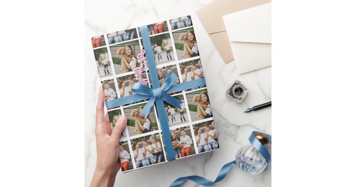 Create Your Own Custom 4 Photo Grid Wrapping Paper | Zazzle
