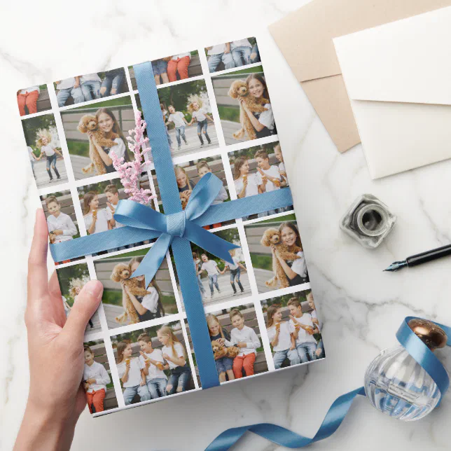 Create Your Own Custom 4 Photo Grid Wrapping Paper | Zazzle