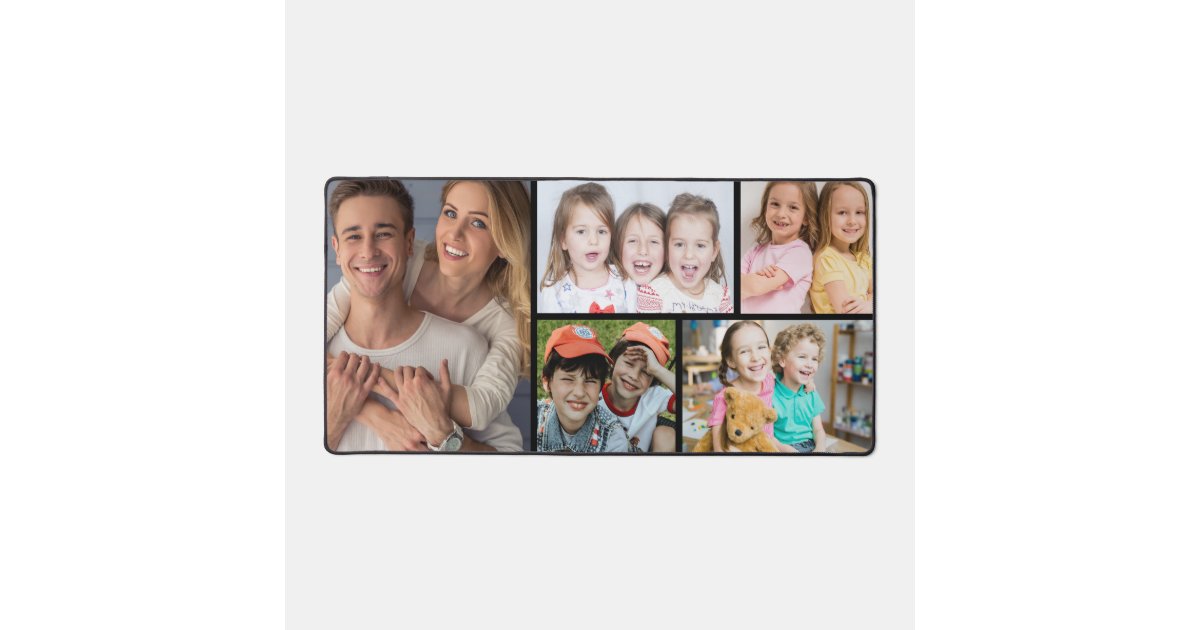 Create Your Own Custom 5 Photo Collage Desk Mat | Zazzle
