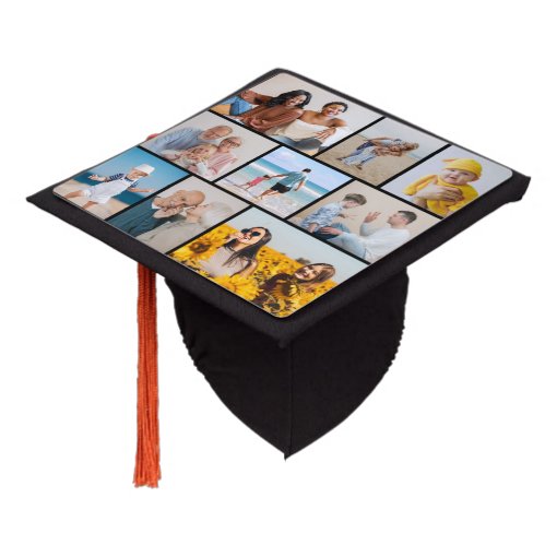 Create Your Own Custom 9 Photo Collage Graduation Cap Topper | Zazzle