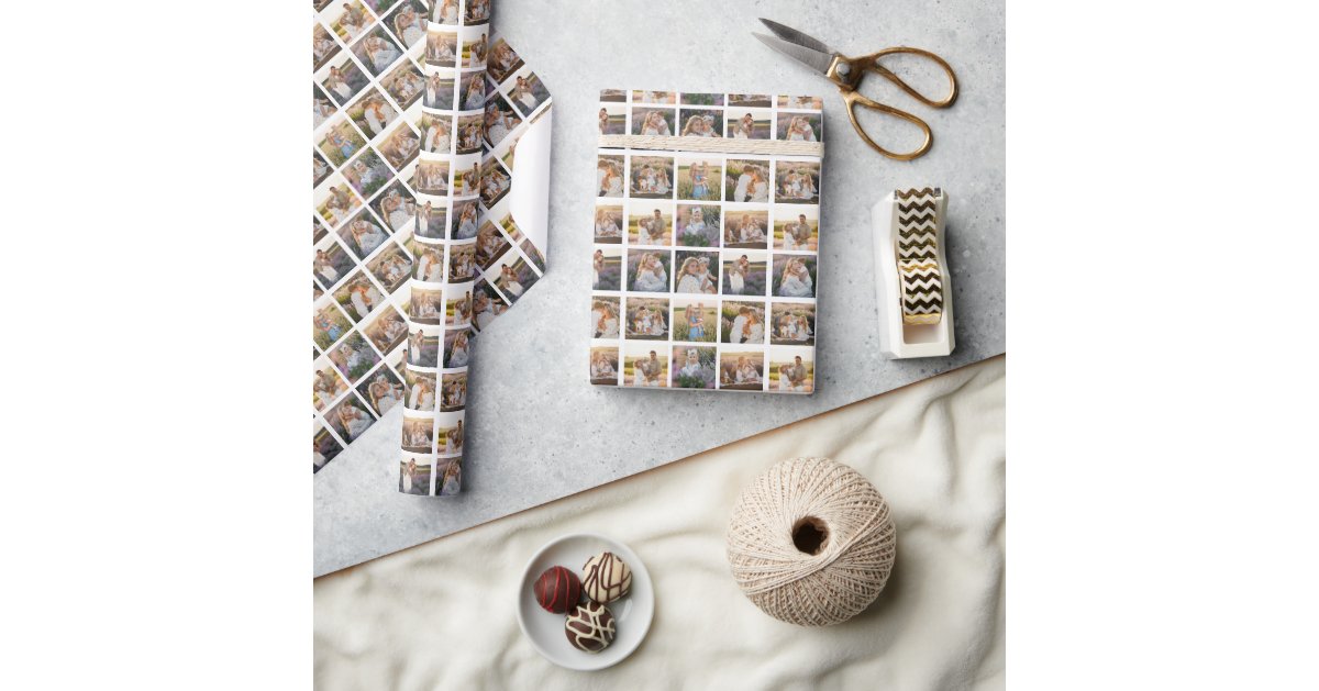 Create Your Own Custom 9 Photo Grid Wrapping Paper | Zazzle