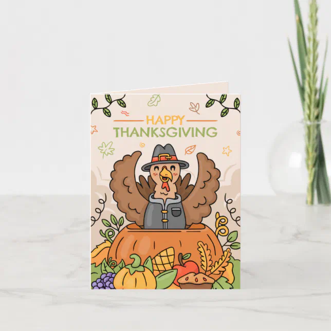 Create your own custom cute Turkey thanksgiving Card | Zazzle