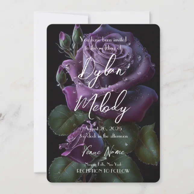Create Your Own Custom Dark Purple Roses Invitation | Zazzle