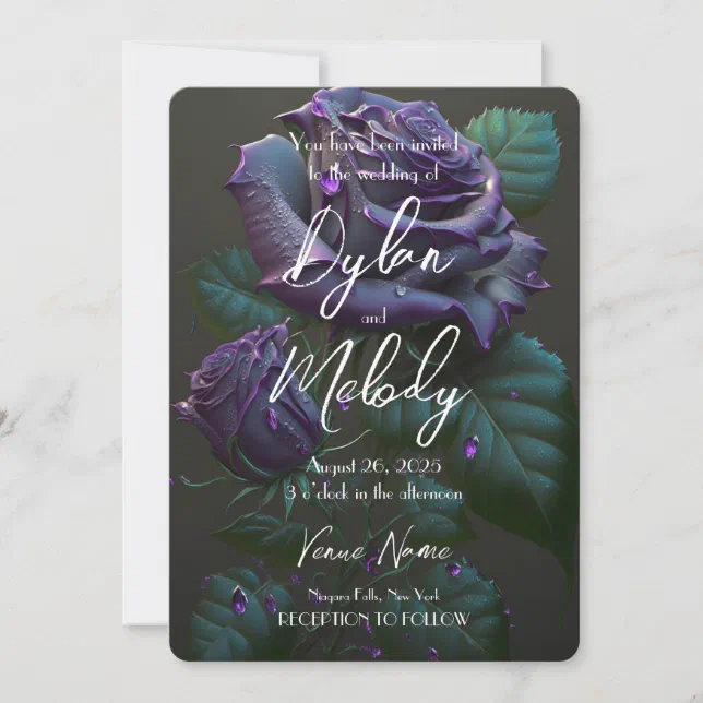 Create Your Own Custom Deep Purple Roses Invitation | Zazzle