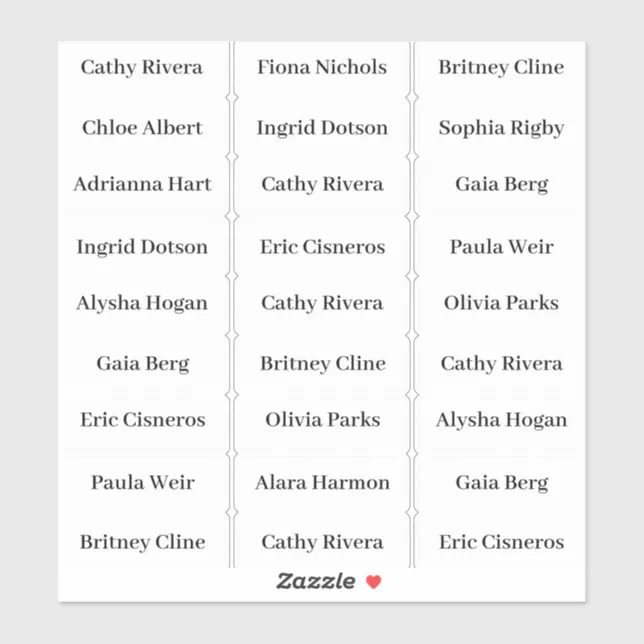 Create Your Own Custom Guest Name Sticker Pack | Zazzle