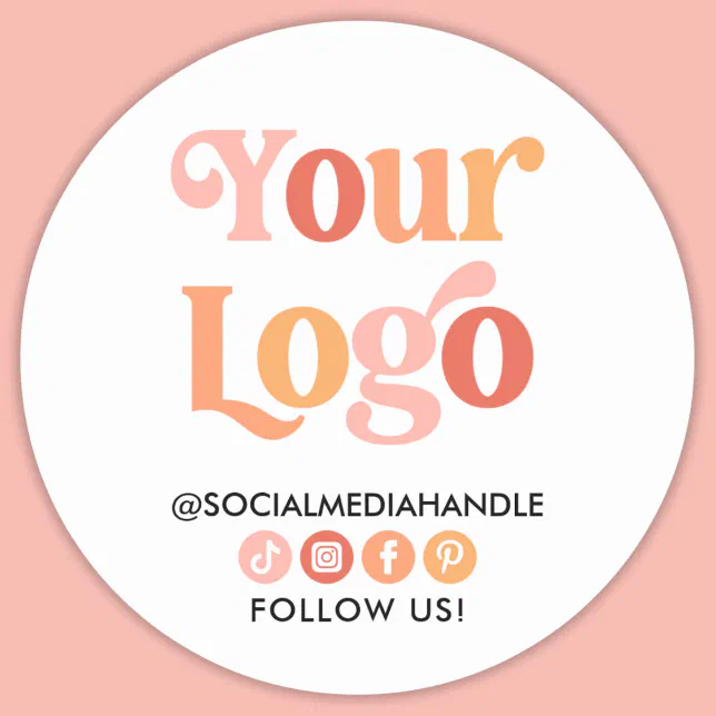 Create Your Own Custom Logo Business Social Media Classic Round Sticker ...
