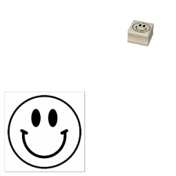 Create your own custom logo cute smile emoji rubber stamp | Zazzle
