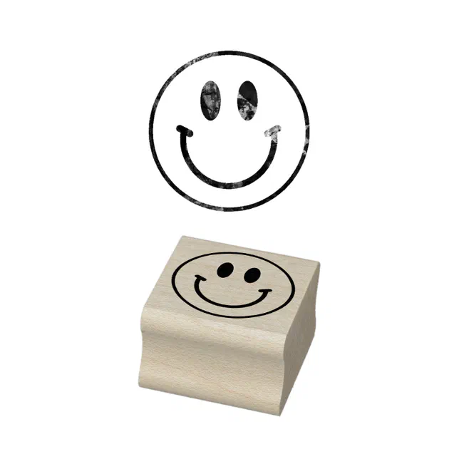 Create your own custom logo cute smile emoji rubber stamp | Zazzle