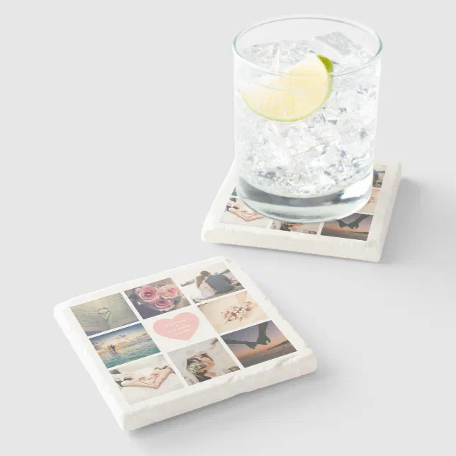 Create Your Own Custom Memorable Wedding Photo Stone Coaster | Zazzle