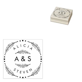 Create Your Own Custom Modern Wedding Initials Rubber Stamp | Zazzle