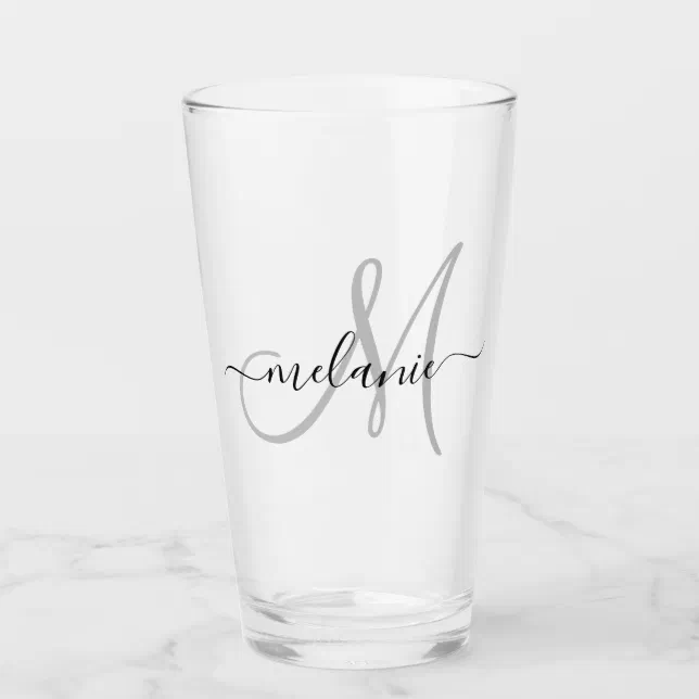 Create Your Own Custom Monogram And Name Script Glass | Zazzle