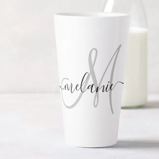 Create Your Own Custom Monogram And Name Script Latte Mug | Zazzle