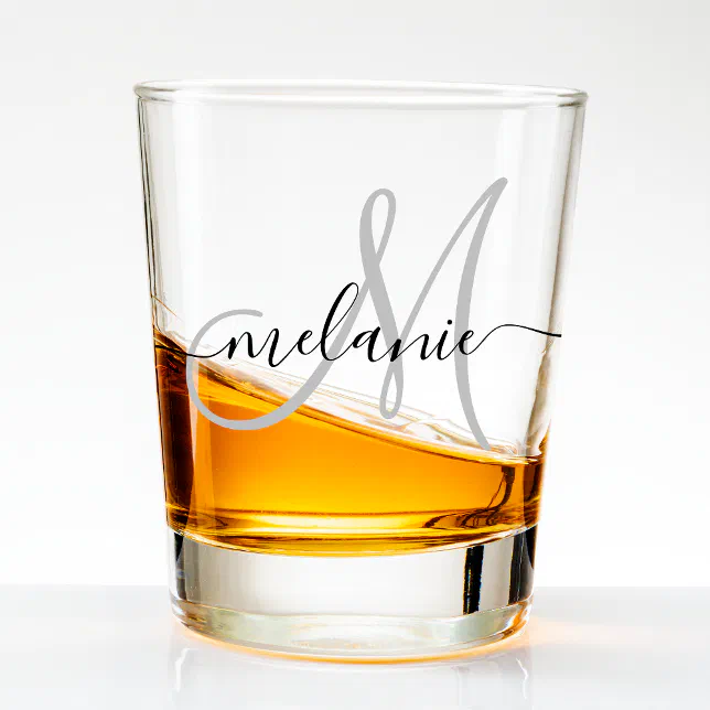 Create Your Own Custom Monogram And Name Script Shot Glass | Zazzle