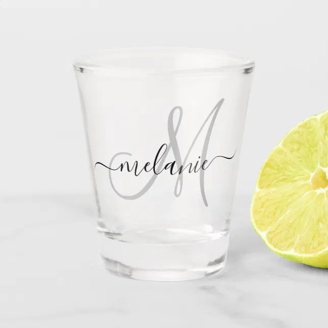 Create Your Own Custom Monogram And Name Script Shot Glass | Zazzle