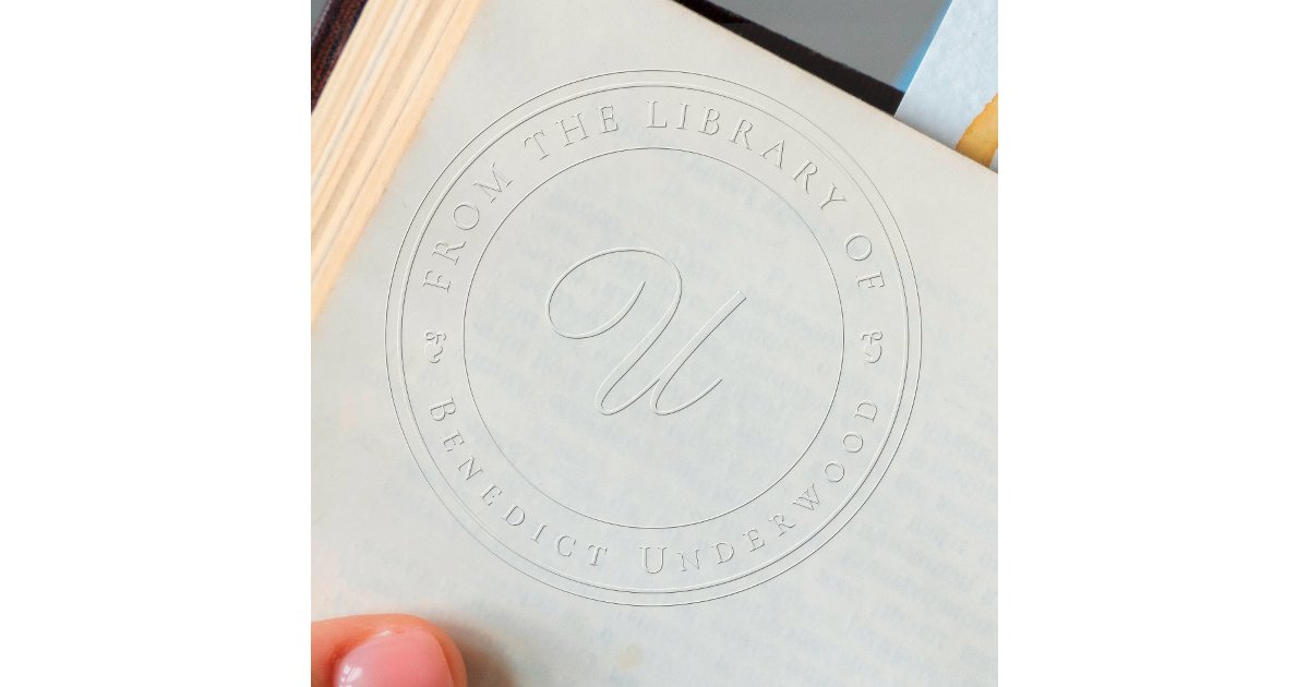 Create Your Own Custom Monogram & Ivy Library Book Embosser | Zazzle