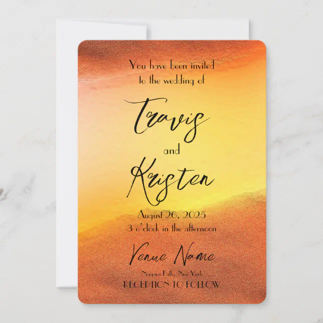 Create Your Own Custom Orange Background Wedding Invitation | Zazzle