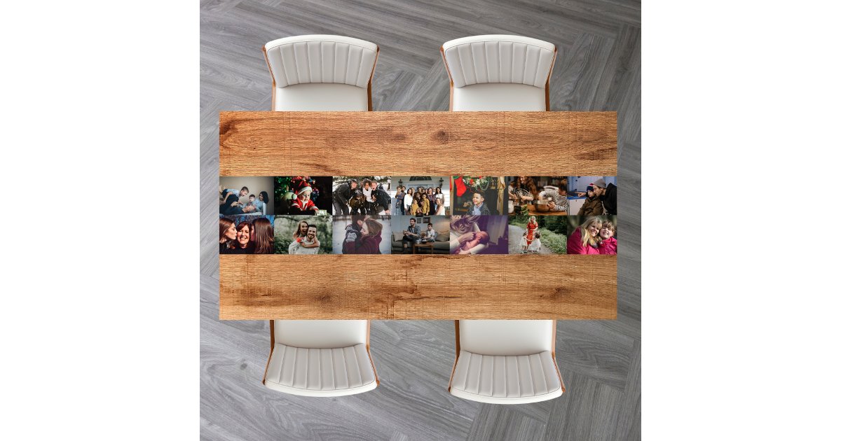 Create your own Custom photo collage 14 photos Short Table Runner | Zazzle