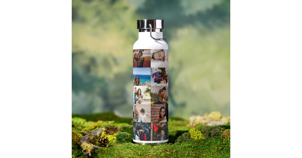 Create your own Custom photo collage 20 photos Water Bottle | Zazzle