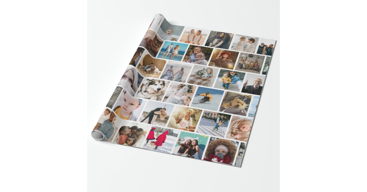Create Your Own Custom Photo Grid Wrapping Paper | Zazzle
