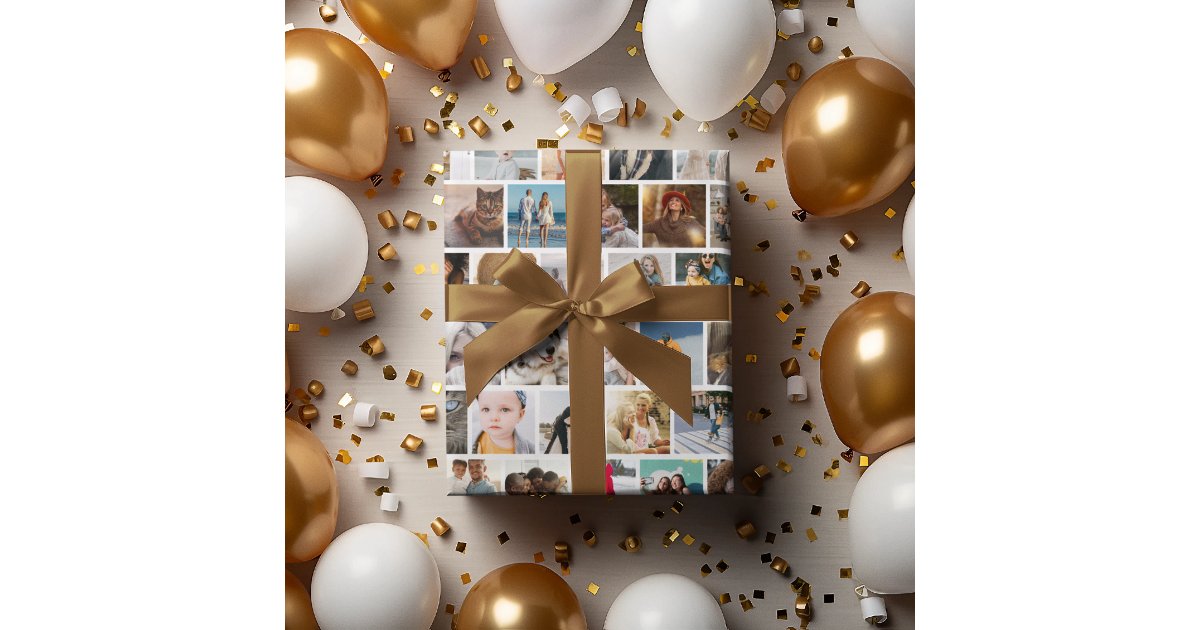 Create Your Own Custom Photo Grid Wrapping Paper Sheets | Zazzle