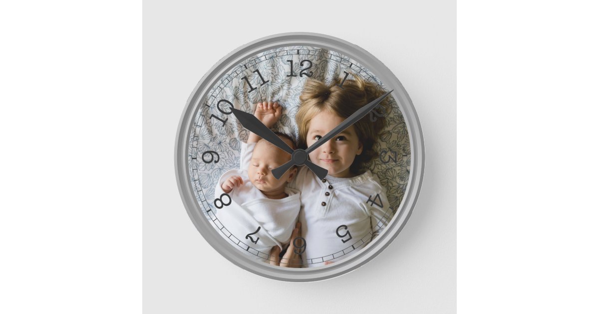 Create Your Own Custom Photo Modern Round Clock | Zazzle