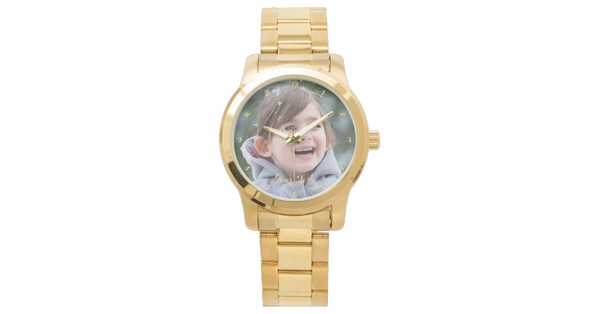 Create Your Own Custom Photo Stylish Gold Bracelet Watch | Zazzle