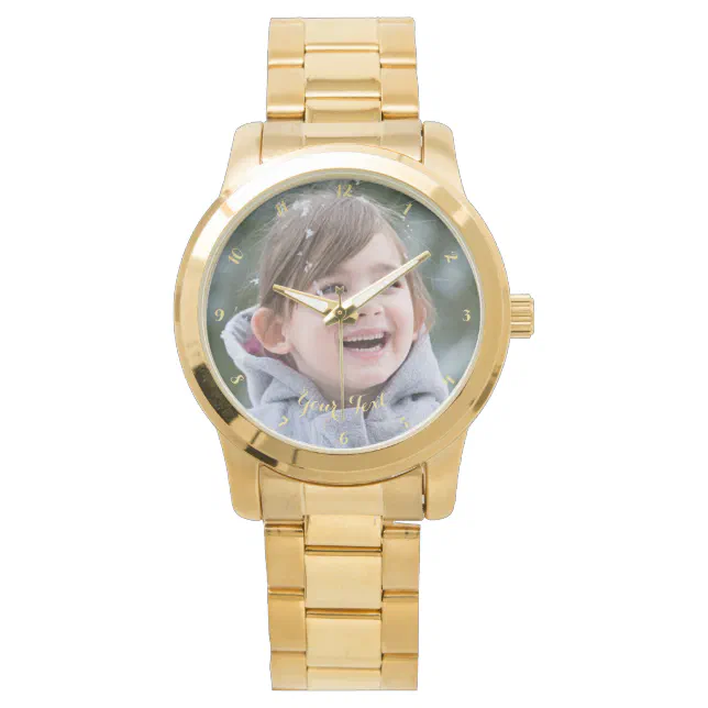 Create Your Own Custom Photo Stylish Gold Bracelet Watch | Zazzle