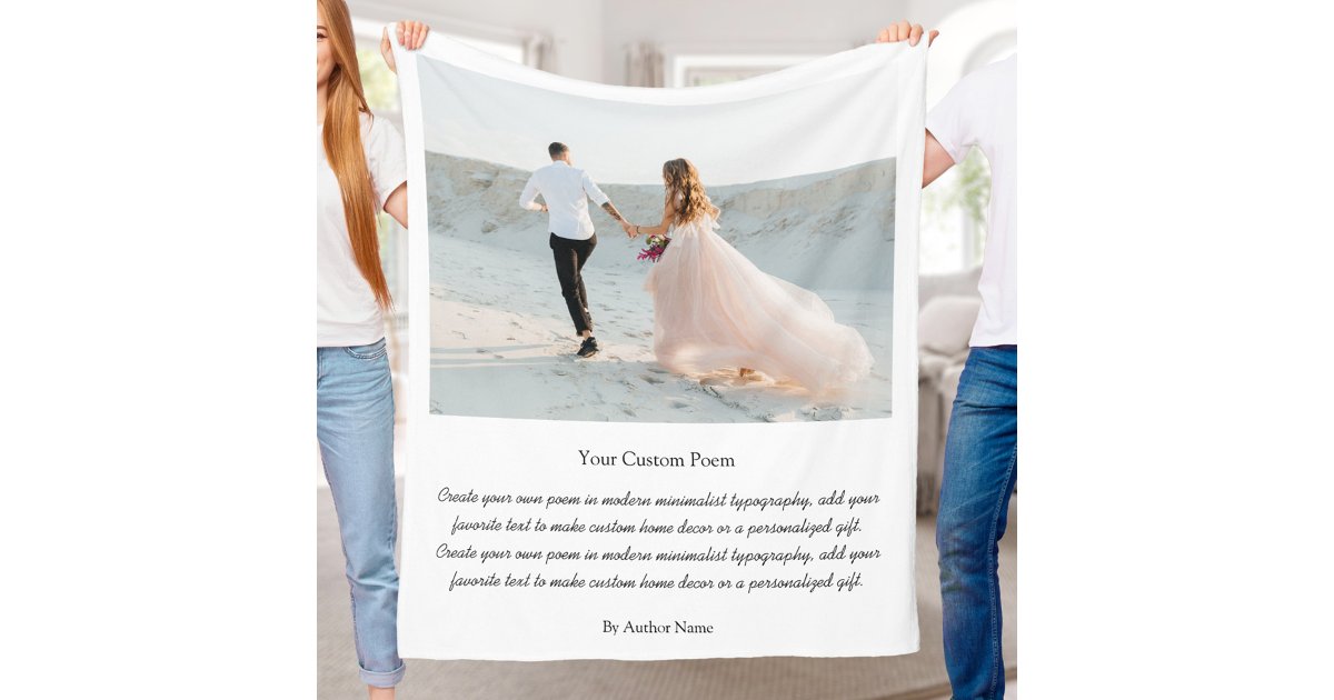 Create Your Own Custom Photo With Poem Fleece Blanket | Zazzle