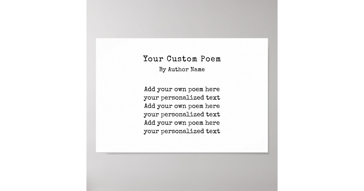 Create Your Own Custom Poem Poster | Zazzle
