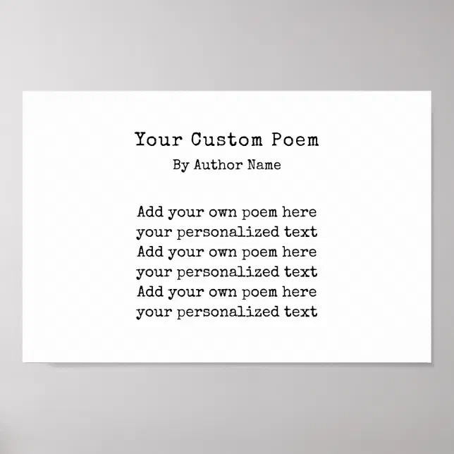 Create Your Own Custom Poem Poster | Zazzle