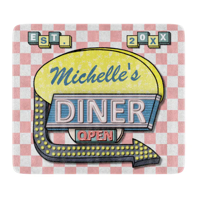 Create Your Own Custom Retro 50's Diner Sign Cutting Board | Zazzle