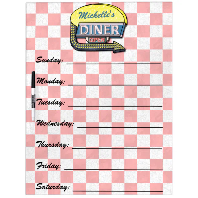Create Your Own Custom Retro 50's Diner Sign Dry Erase Board | Zazzle
