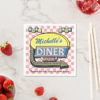 Create Your Own Custom Retro 50's Diner Sign Paper Napkins | Zazzle