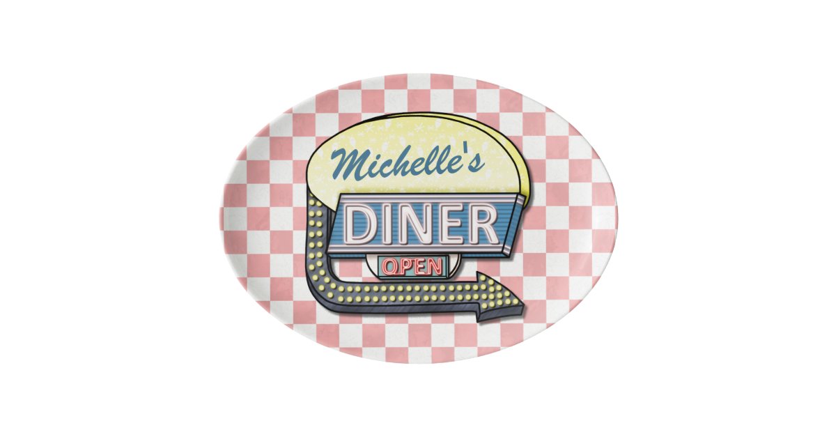 Create Your Own Custom Retro 50's Diner Sign Porcelain Serving Platter ...