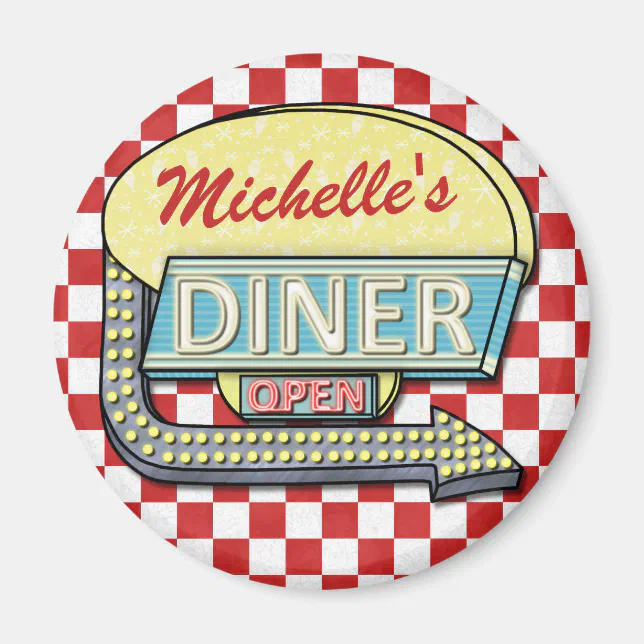 Create Your Own Custom Retro 50's Diner Sign Red Magnet | Zazzle